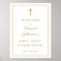 Elegant Gold Border Holy Communion Welcome Sign | Zazzle