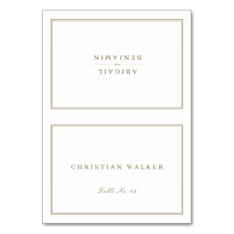 Elegant Gold Border Minimalist Foldable Place Card | Zazzle