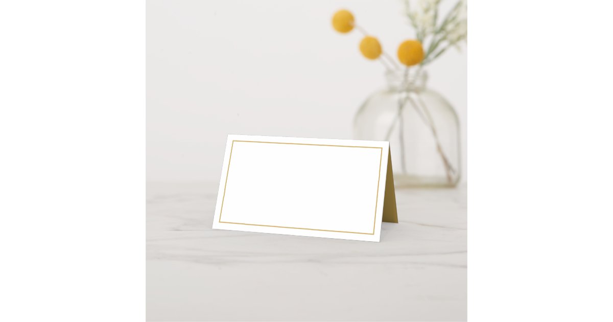 Elegant Gold Border Place Card | Zazzle