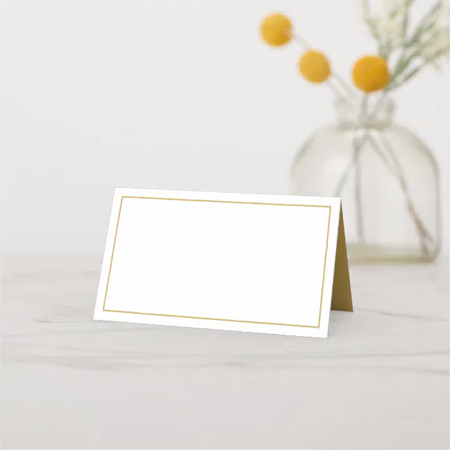 Elegant Gold Border Place Card | Zazzle