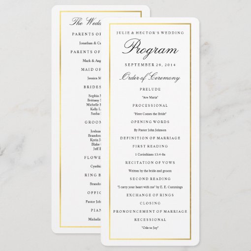 Elegant Gold Border Wedding Program Template | Zazzle