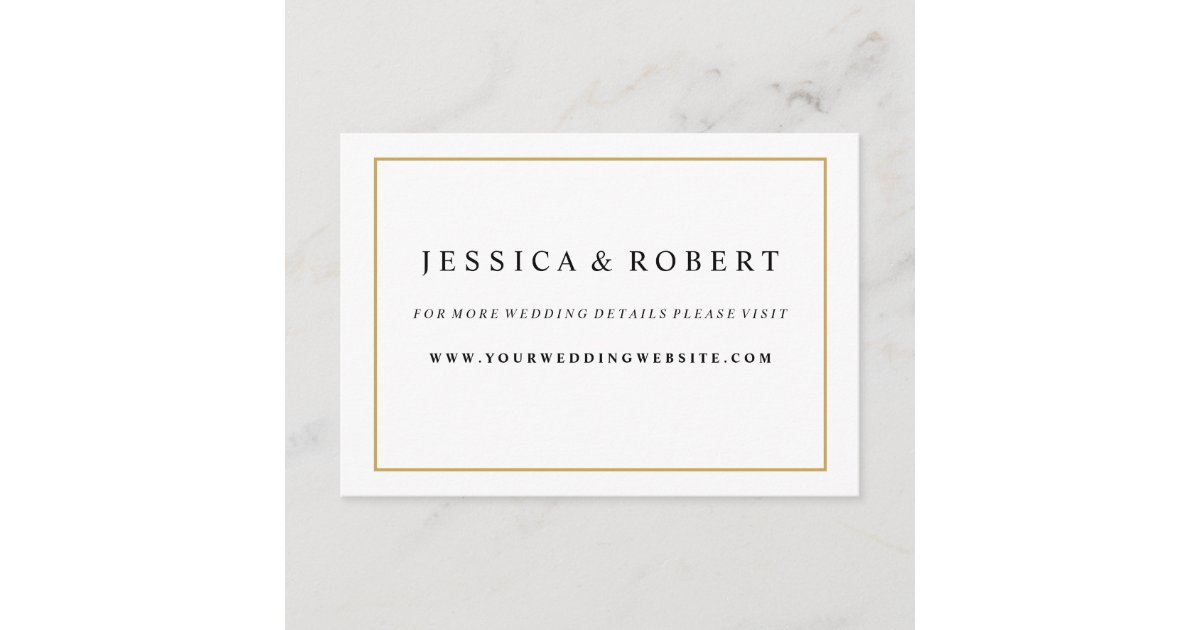 Elegant Gold Border Wedding Website Insert Card | Zazzle