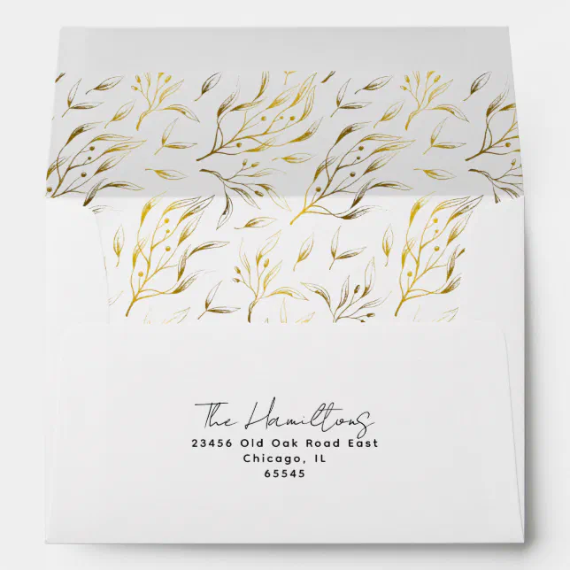 Elegant Gold Botanical | Return Address Envelope | Zazzle