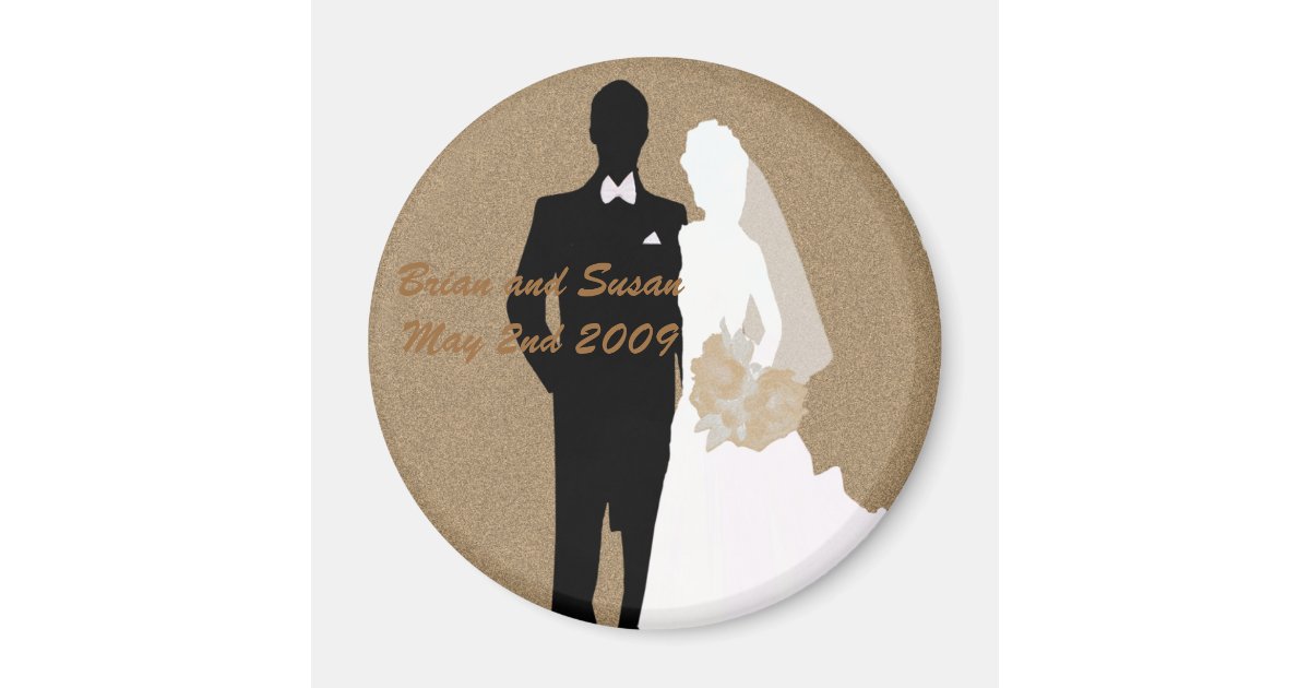 Elegant Gold Bride and Groom Wedding Magnet | Zazzle