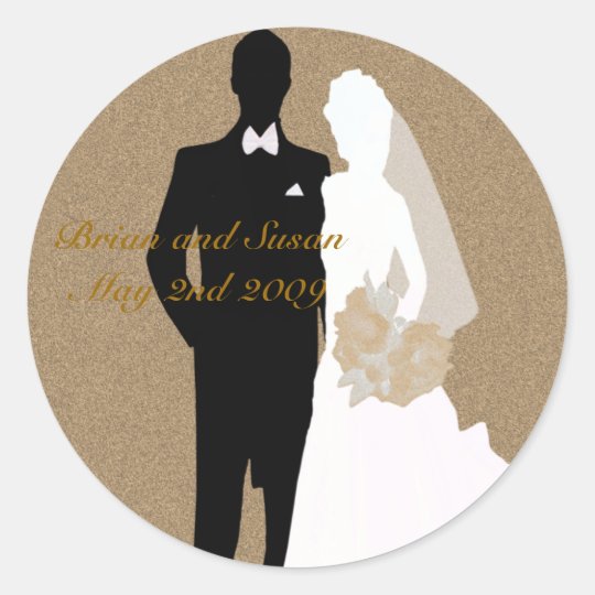 Elegant Gold Bride and Groom Wedding Stickers | Zazzle.com