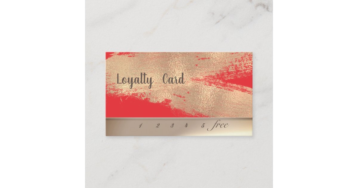 Elegant Gold Brush Stroke Red Loyalty Card | Zazzle