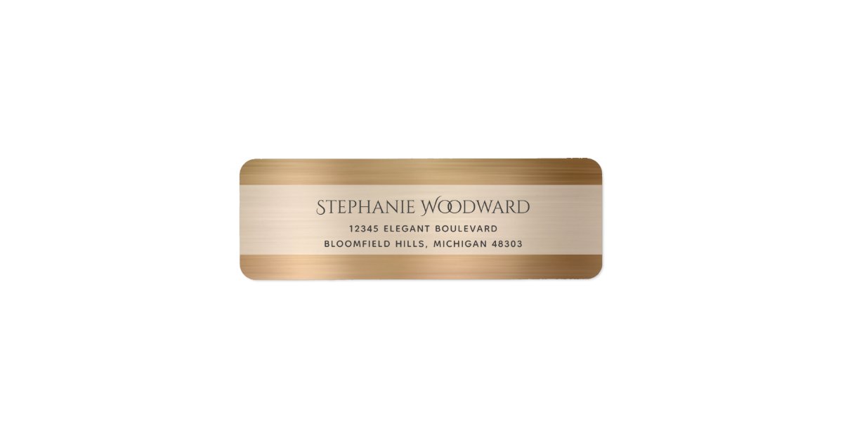 Elegant Gold Brushed Metallic Return Address Label | Zazzle