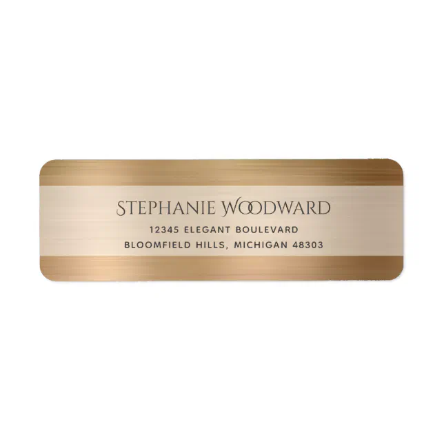 Elegant Gold Brushed Metallic Return Address Label | Zazzle