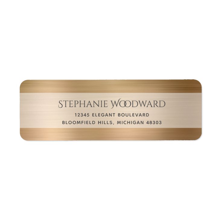 Elegant Gold Brushed Metallic Return Address Label | Zazzle