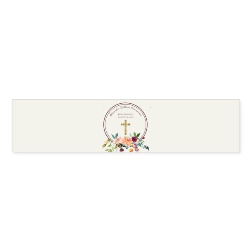 Elegant Gold Burgundy Floral Baby Christening Napkin Bands | Zazzle