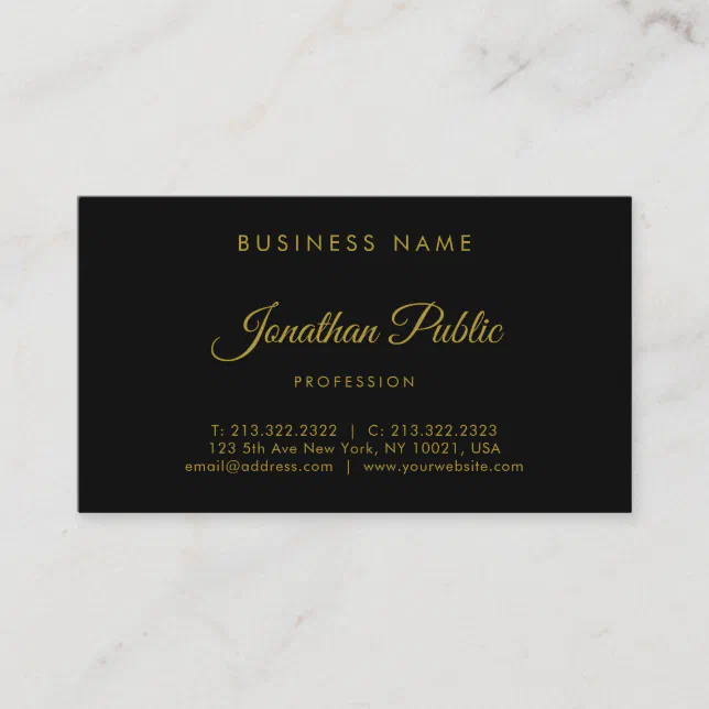 Elegant Gold Calligraphed Script Professional Business Card | Zazzle