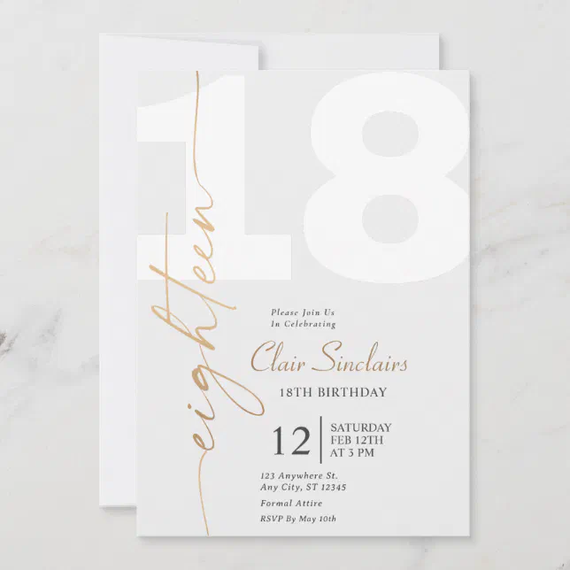 Elegant Gold Calligraphy 18th Birthday Party Invitation | Zazzle