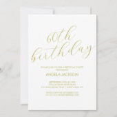 Elegant Gold Calligraphy 60th Birthday Invitation | Zazzle