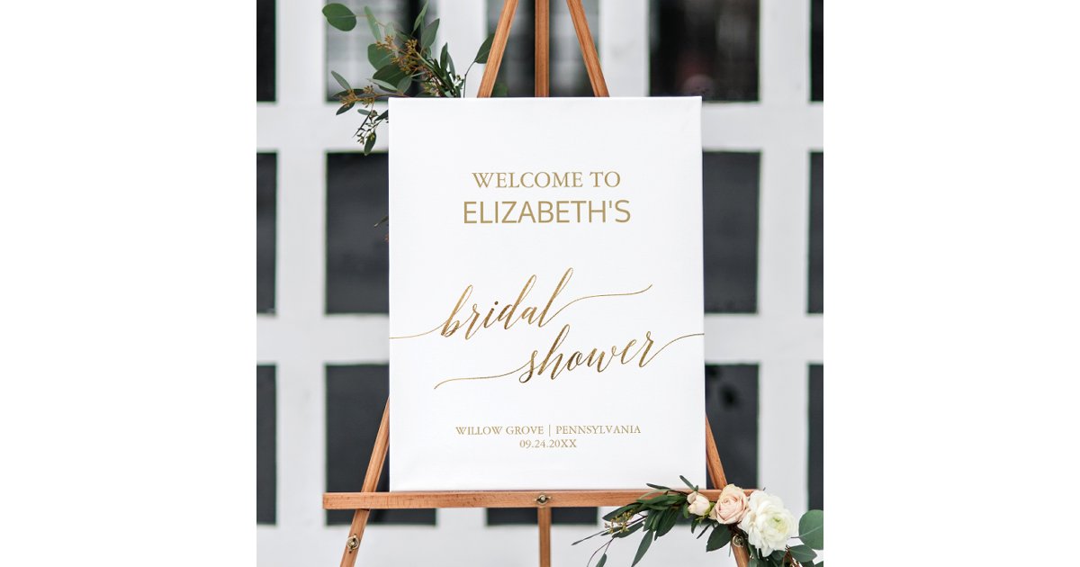 Elegant Gold Calligraphy Bridal Shower Welcome Foam Board | Zazzle