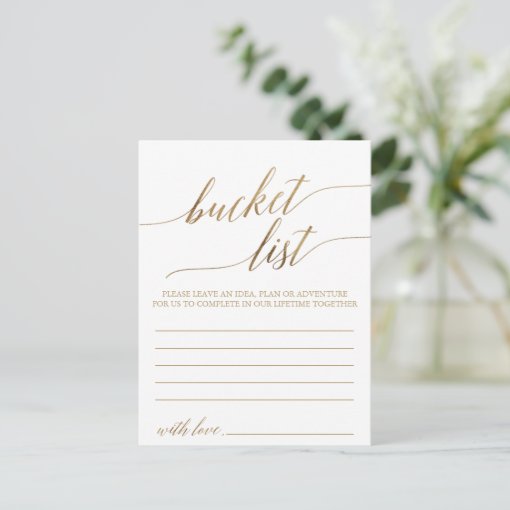 Elegant Gold Calligraphy Bucket List Cards | Zazzle