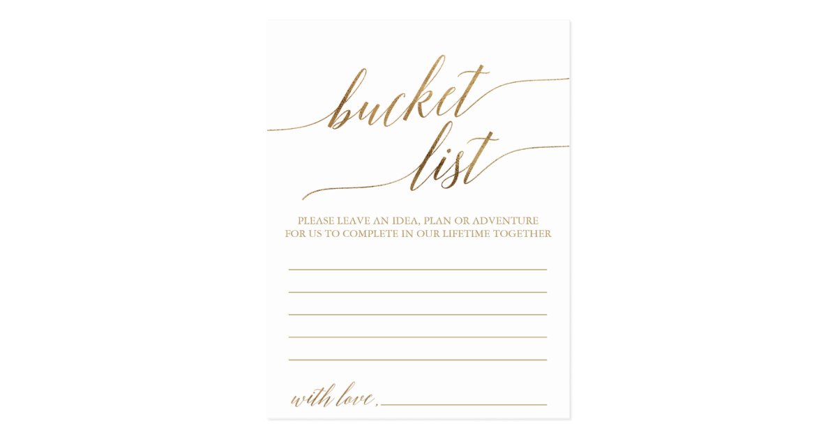 Elegant Gold Calligraphy Bucket List Cards | Zazzle.com