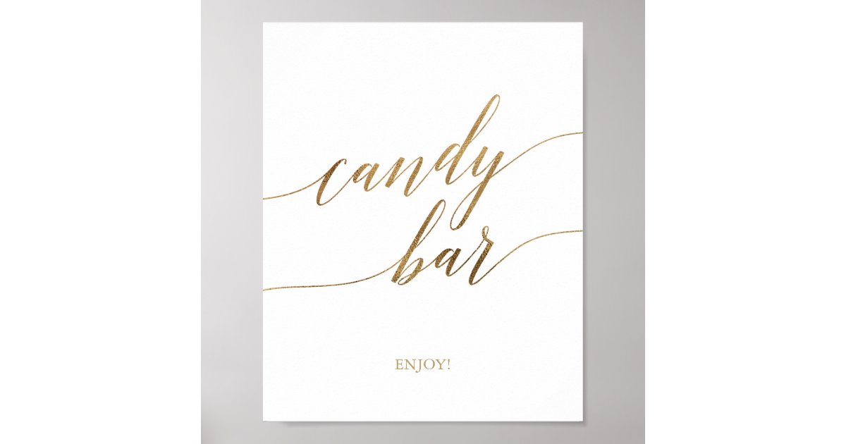 Elegant Gold Calligraphy Candy Bar Sign | Zazzle.com