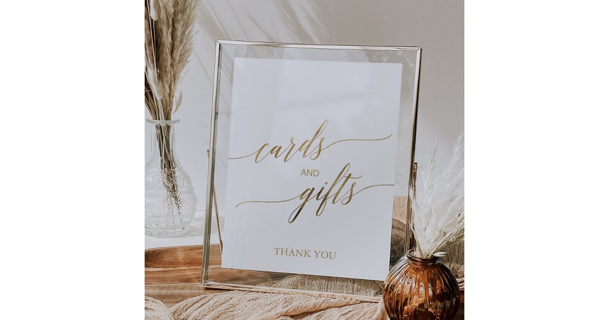 Elegant Gold Calligraphy Cards and Gifts Sign | Zazzle