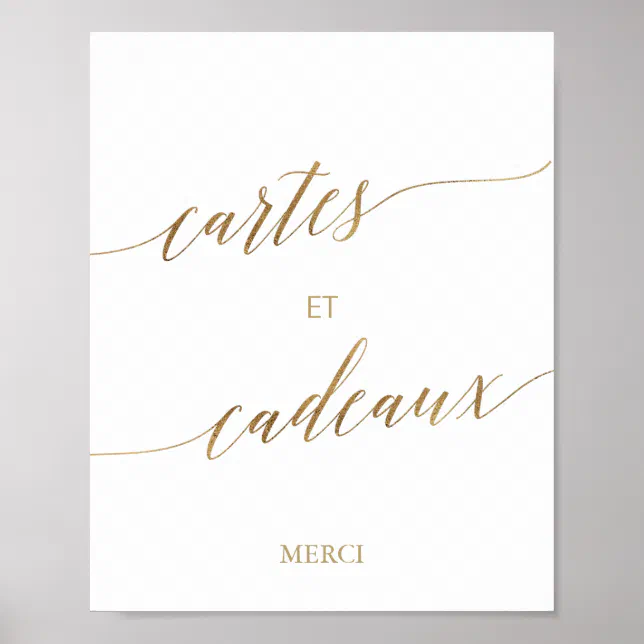 Elegant Gold Calligraphy Cartes et Cadeaux Poster | Zazzle