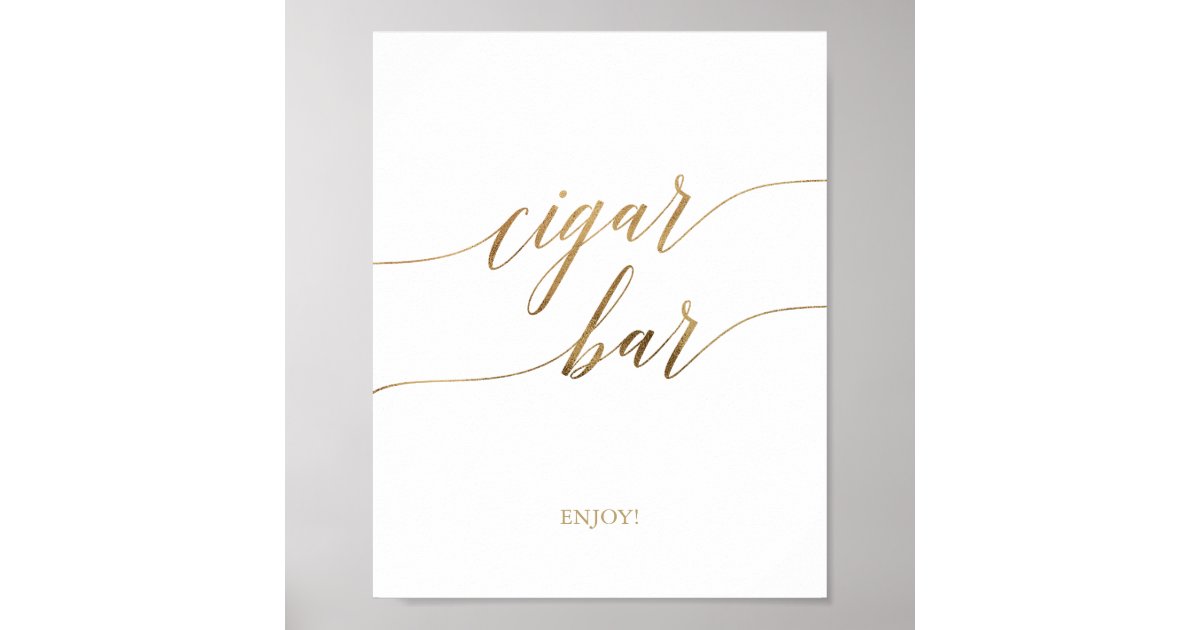 Elegant Gold Calligraphy Cigar Bar Sign | Zazzle