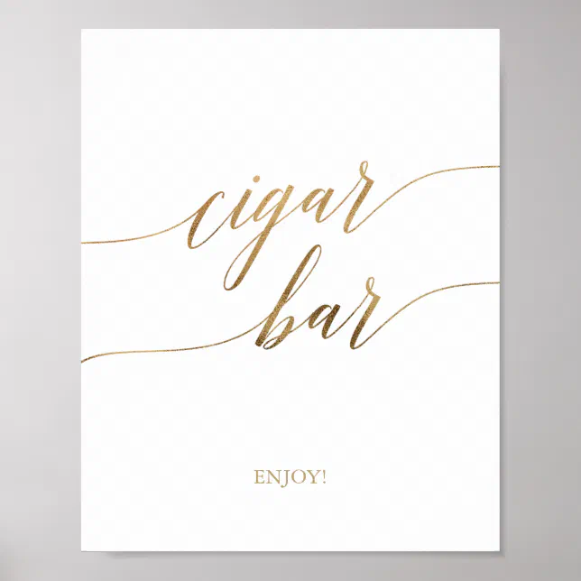 Elegant Gold Calligraphy Cigar Bar Sign | Zazzle