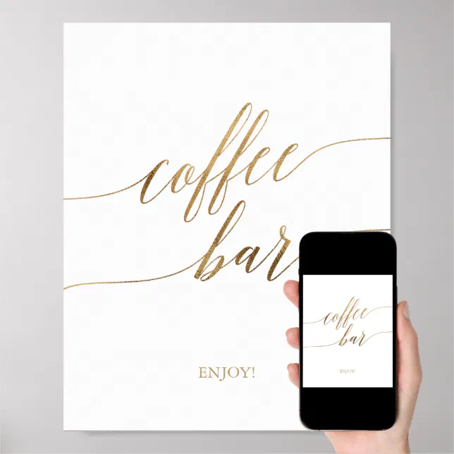 Elegant Gold Calligraphy Coffee Bar Sign | Zazzle