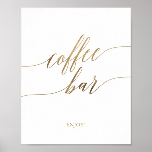 Elegant Gold Calligraphy Coffee Bar Sign | Zazzle