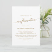 Elegant Gold Calligraphy Confirmation Invitation | Zazzle