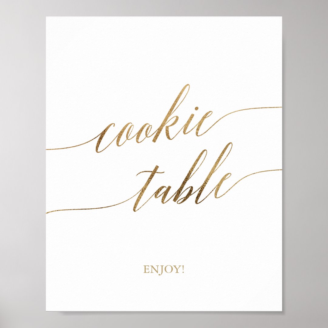 Elegant Gold Calligraphy Cookie Table Sign | Zazzle