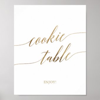 Elegant Gold Calligraphy Cookie Table Sign | Zazzle