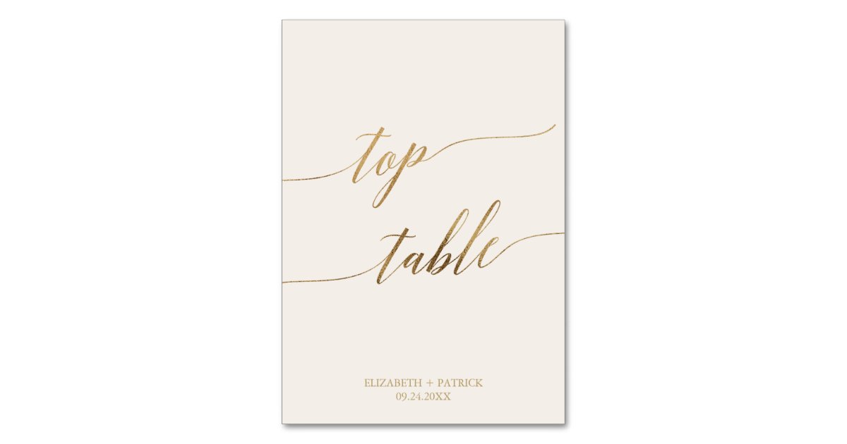 Elegant Gold Calligraphy Cream Top Table Table Number | Zazzle