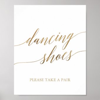 Elegant Gold Calligraphy Dancing Shoes Sign | Zazzle