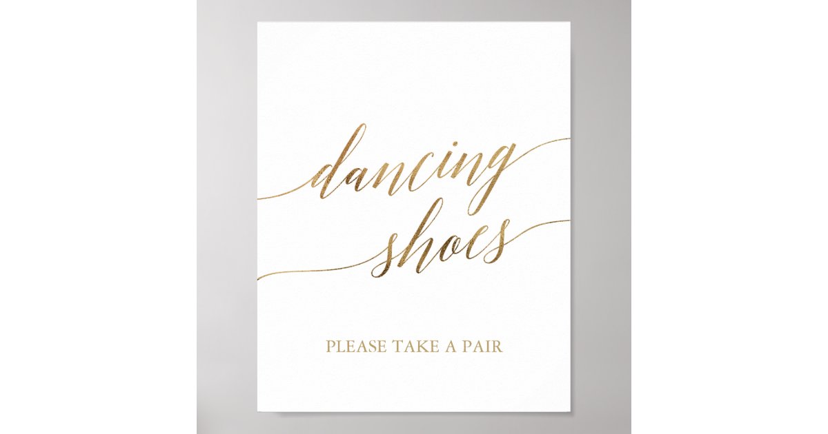 Elegant Gold Calligraphy Dancing Shoes Sign | Zazzle