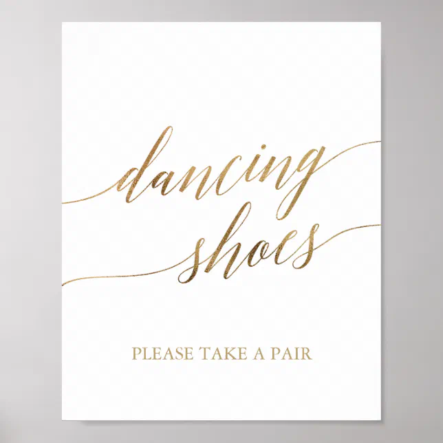 Elegant Gold Calligraphy Dancing Shoes Sign | Zazzle