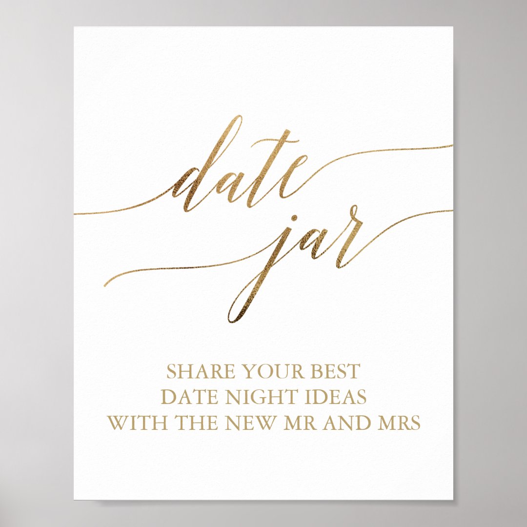 Elegant Gold Calligraphy Date Jar Sign | Zazzle