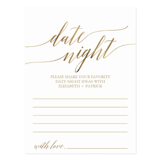 Elegant Gold Calligraphy Date Night Idea Cards | Zazzle.com