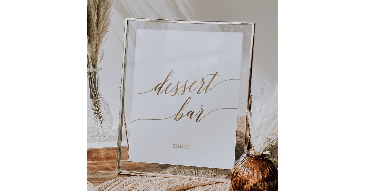 Elegant Gold Calligraphy Dessert Bar Sign | Zazzle