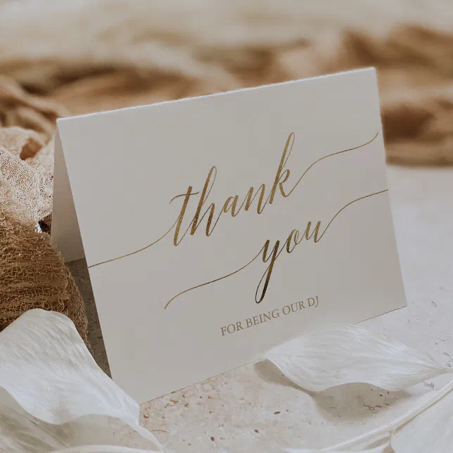 Elegant Gold Calligraphy DJ Thank You Card | Zazzle