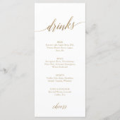 Elegant Gold Calligraphy Drink Menu Card | Zazzle