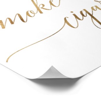 Elegant Gold Calligraphy Eat Drink Smoke Cigars Poster | Zazzle