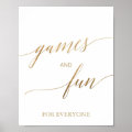 Elegant Gold Calligraphy Fun and Games Poster | Zazzle