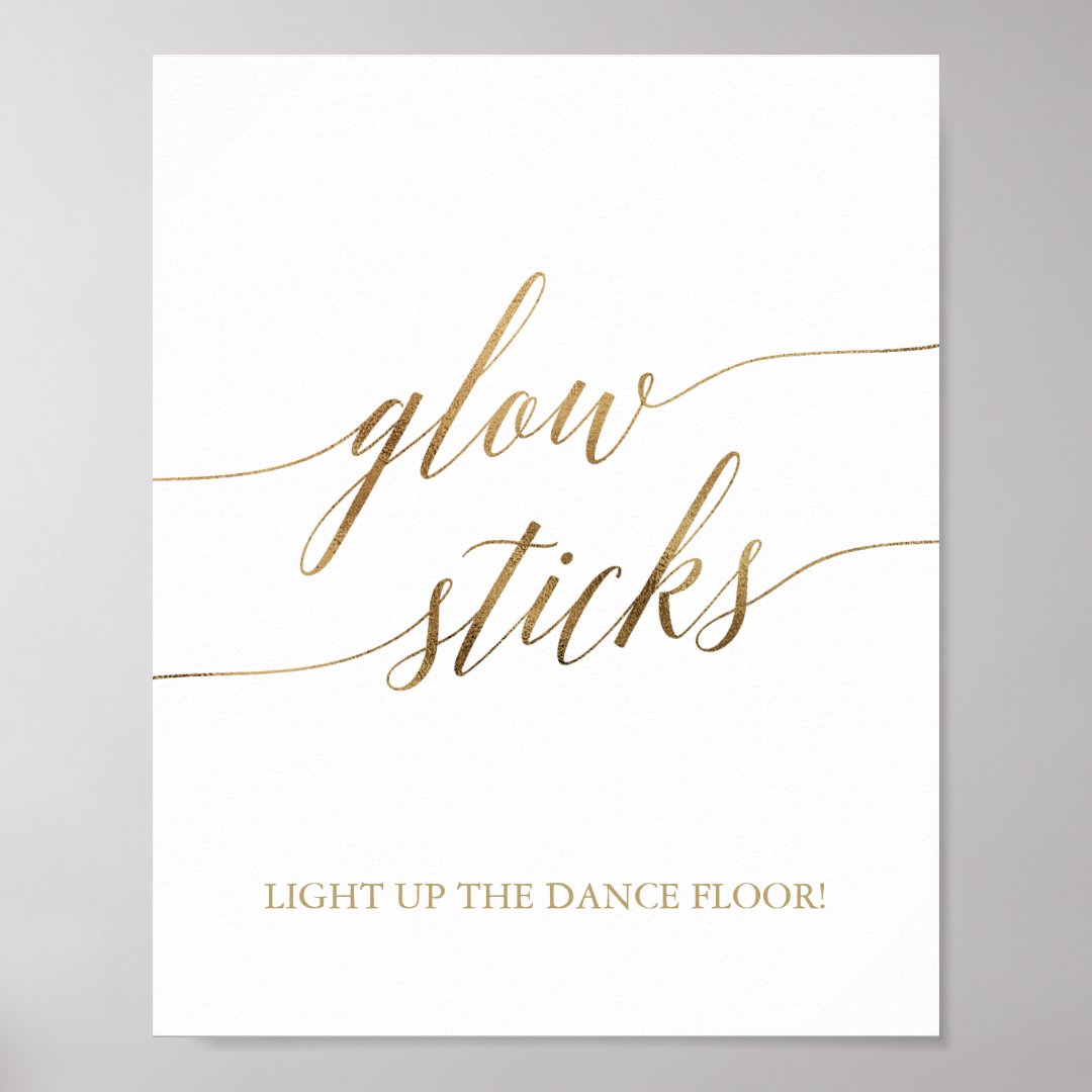 Elegant Gold Calligraphy Glow Sticks Sign | Zazzle