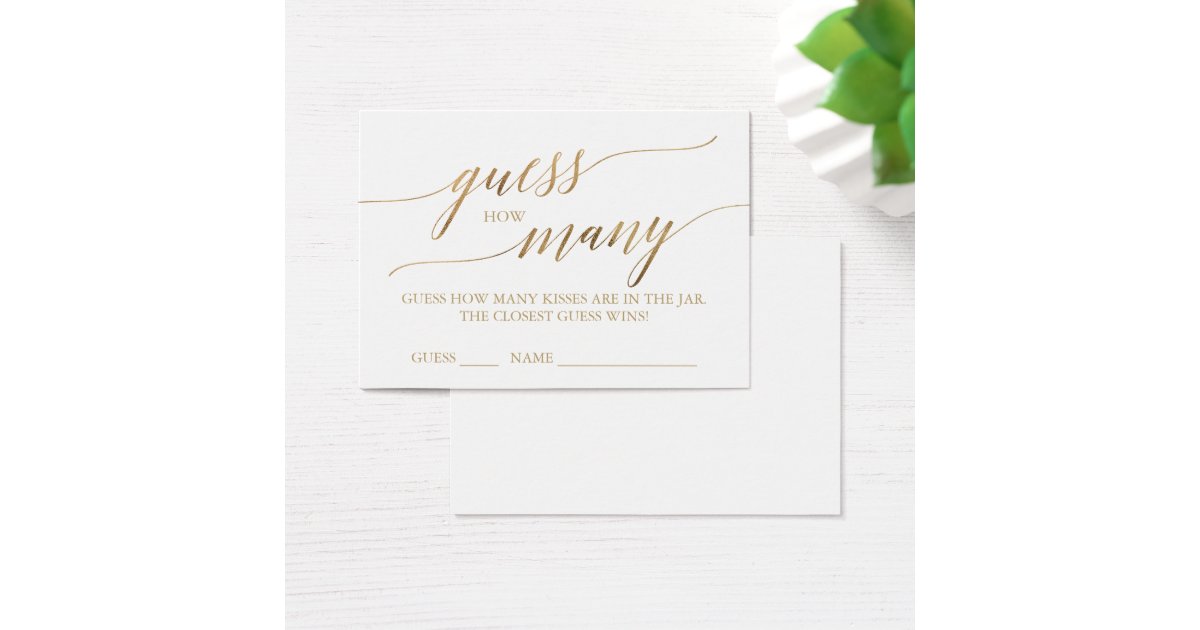 Elegant Gold Calligraphy Guess How Many Kisses | Zazzle