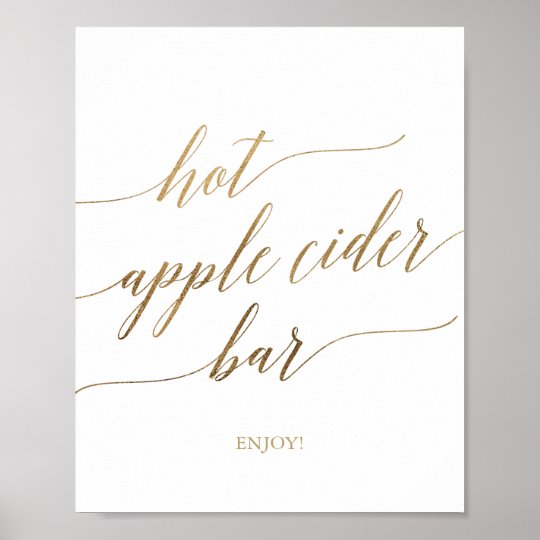 Elegant Gold Calligraphy Hot Apple Cider Bar Sign | Zazzle.com