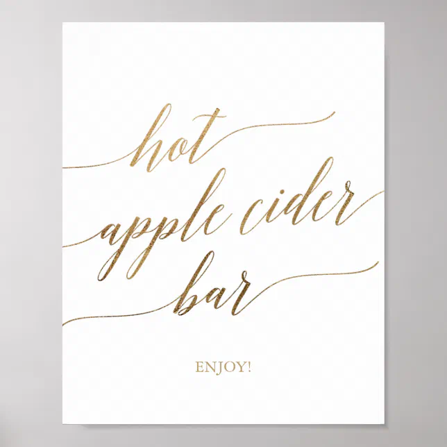 Elegant Gold Calligraphy Hot Apple Cider Bar Sign | Zazzle
