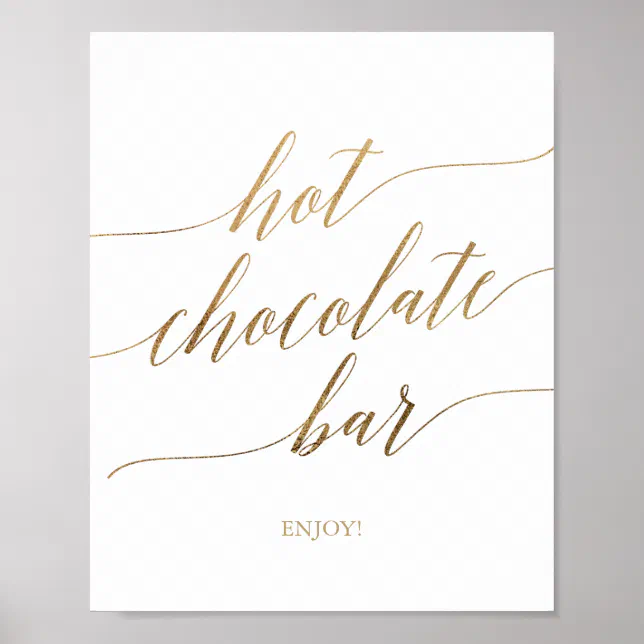 Elegant Gold Calligraphy Hot Chocolate Bar Sign | Zazzle