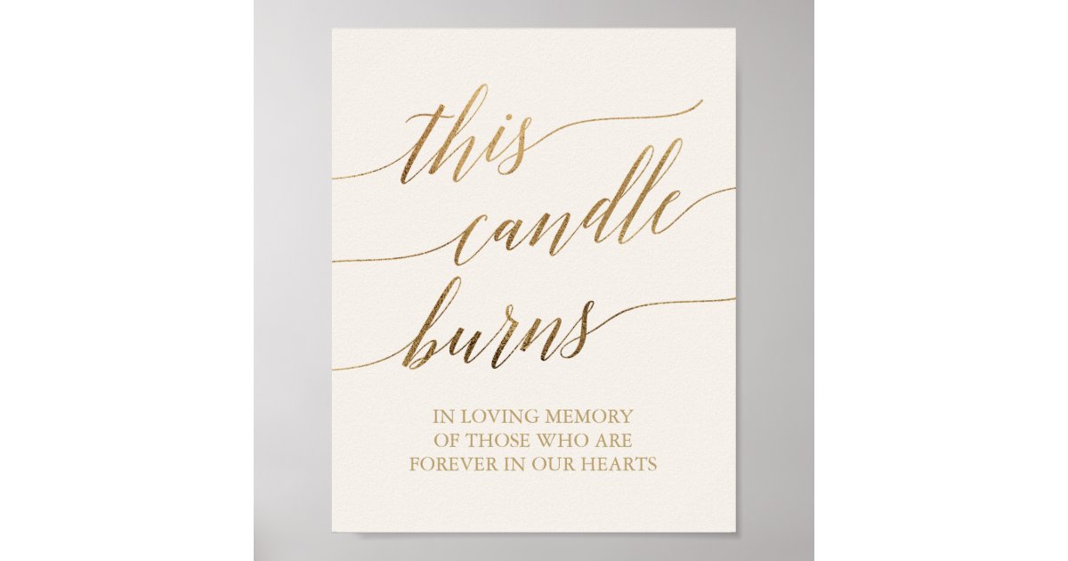 Elegant Gold Calligraphy | Ivory Candle Burns Sign | Zazzle