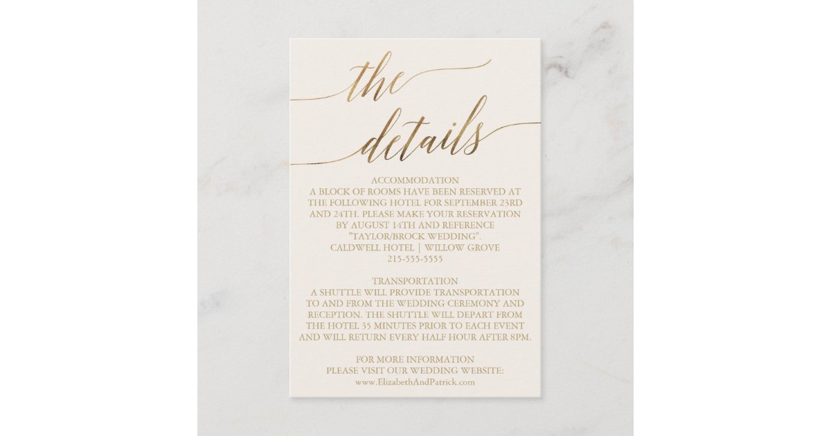Elegant Gold Calligraphy | Ivory Details Card | Zazzle