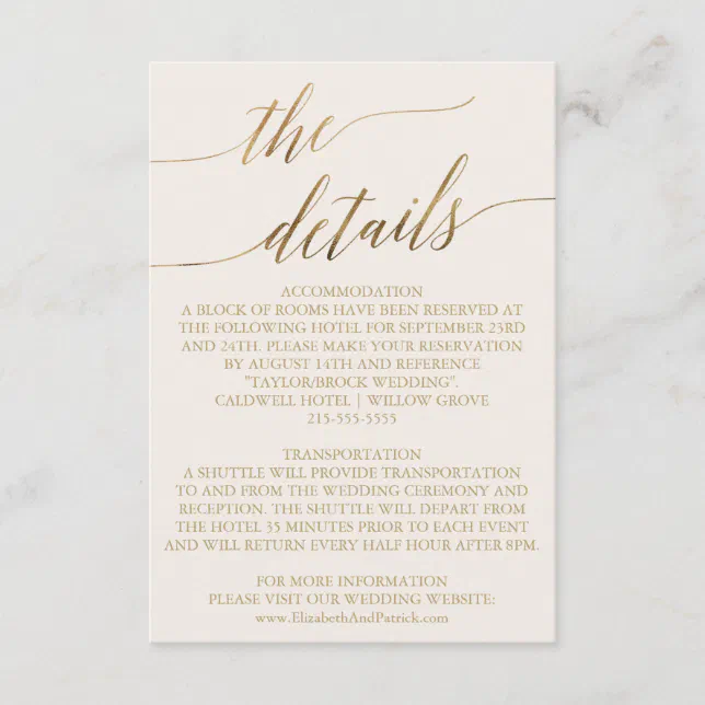 Elegant Gold Calligraphy | Ivory Details Card | Zazzle