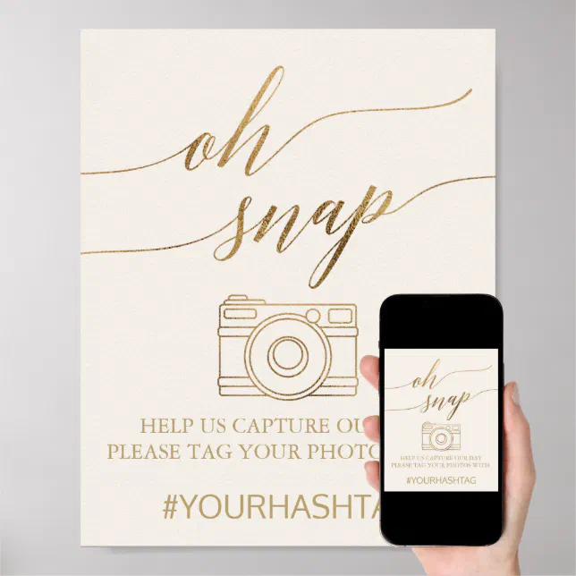 Elegant Gold Calligraphy | Ivory Oh Snap Sign | Zazzle